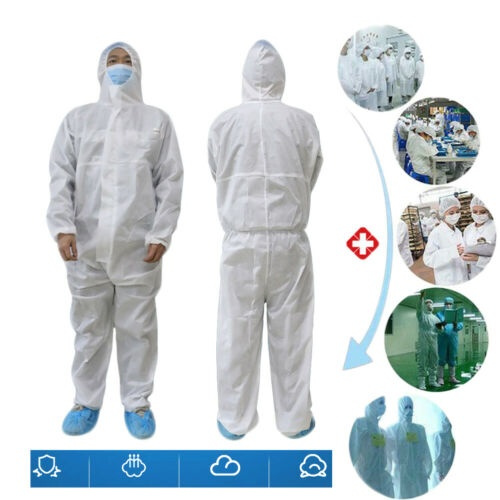 White Coverall Hazmat Suit Protection Protective Disposable Anti-danger ...