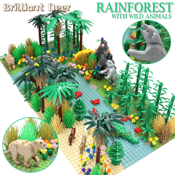 MOC DIY Forest Blocks Puzzle Toys Contain A Variety of Wild Animals ...