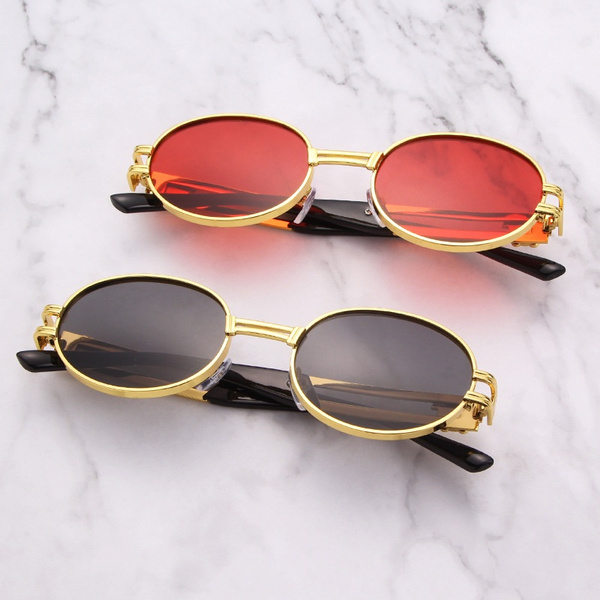 2020 European and American fashion oval frame sunglasses retro trend ...
