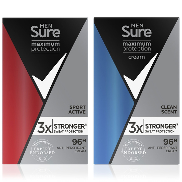 Sure Men Clean Scent or Sports Active Anti-Perspirant Cream Stick, 6 ...