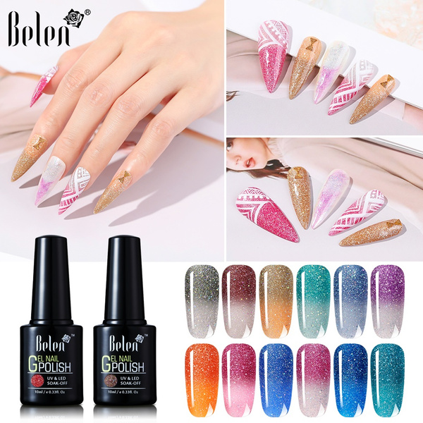 10ml Belen 2 Layers Laser Temperature Color Change Gel Nail Polish Soak ...