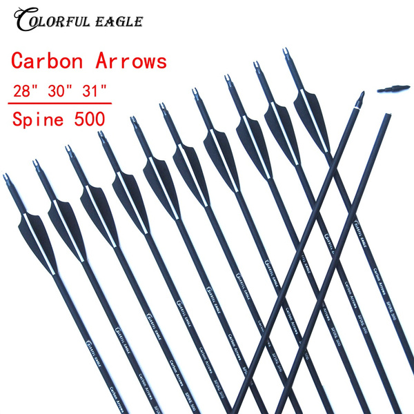 3/6/12/15pcs Archery Carbon Arrows Spine 500 Rubber Feather ID6.2mm ...