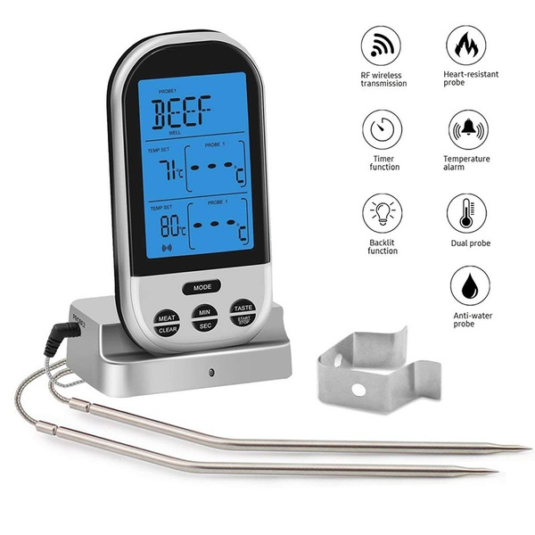 Dual Probe Digital Cooking Meat Thermometer Large LCD Backlight Food ...