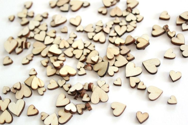 100 Tiny Wooden Hearts Wedding Confetti Heart Confetti Rustic Wedding ...