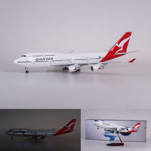 1/150 Scale Qantas B747-400 Airline Model Airplane 47cm LED Voice Light ...