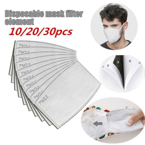 10/20/30Pcs PM2.5 5 Layer Activated Carbon Filter Face Mask Breathing ...