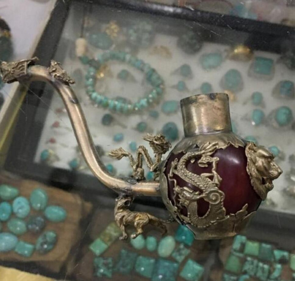 Exquisite Chinese Old Antiques Handmade Jade Copper Smoking Pipe | Wish