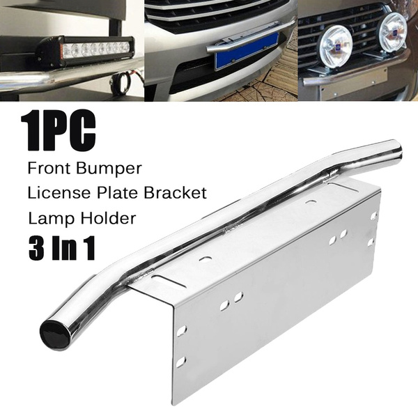 Car Bull Bar Front Bumper License Plate Mount Bracket Light Holder ...