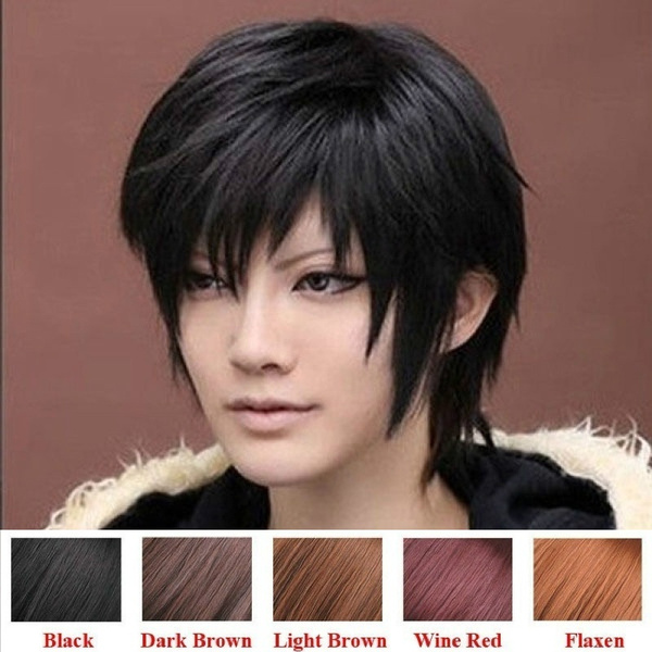 Anime Handsome Boys Short Straight Synthetic Wig Short Wig Men Boys ...