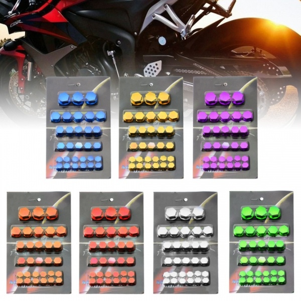 30pcs Motorcycle Screw Nut Bolt Cap Cover Fit For Yamaha Kawasaki Honda ...
