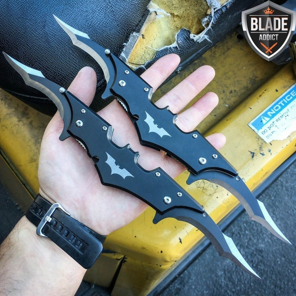 2 PC DARK KNIGHT RISES SPRING ASSISTED BATMAN DUAL BLADE FOLDING KNIFE ...