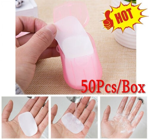 50pcs/Portable Mini Hand Washing Soap Paper Travel Outdoor Disposable ...