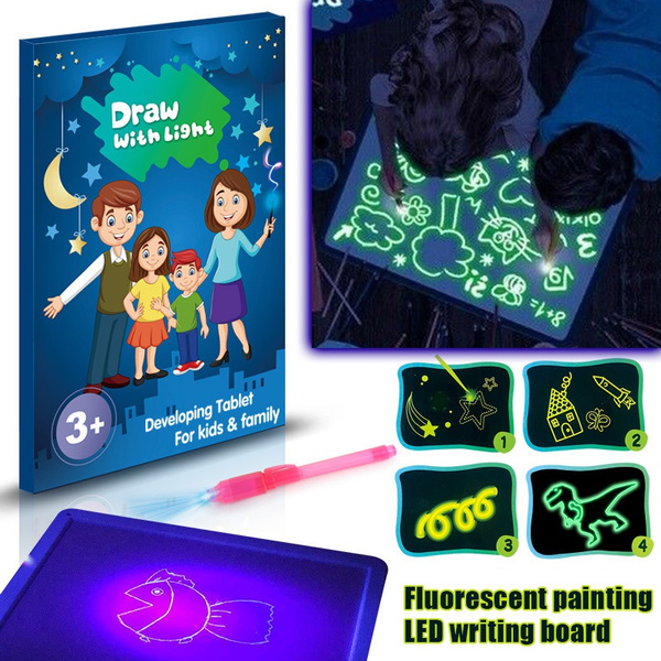 LED Light Up Drawing Kit Developing Toy Portable Draw Sketchpad Board ...