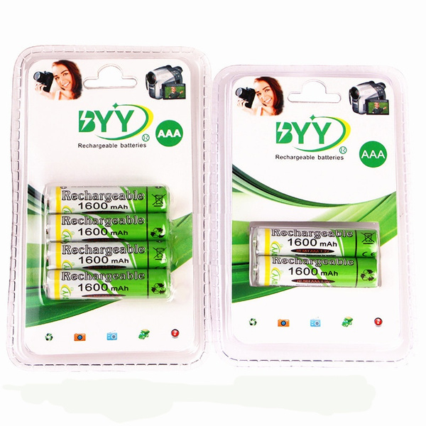 2 / 4PCS AAA Battery 1600mAh 1.2V NI-MH Durable Rechargeable Toy Remote ...