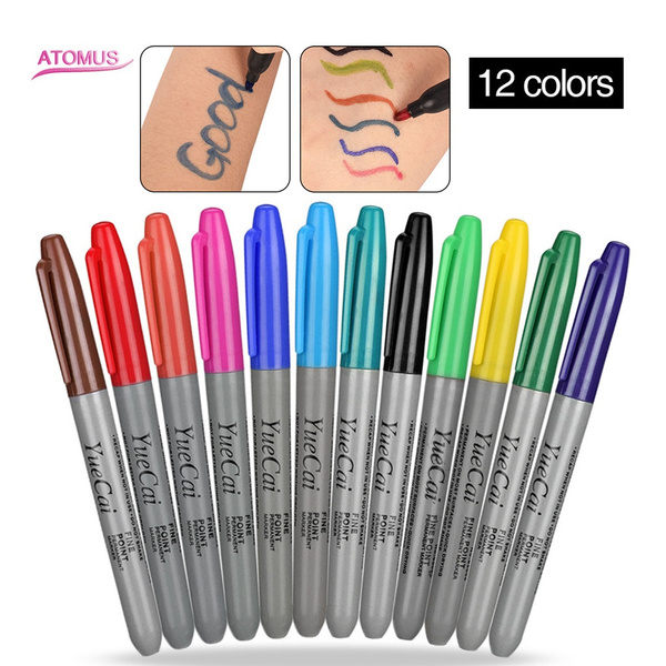 12pcs Piercing Skin Marker Dual-tip Pen Marking Scribe Tattoo Pen 12 ...