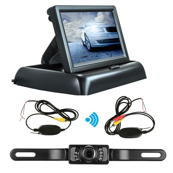 4.3" Foldable Car TFT LCD Monitor Wireless Backup Camera License Plate ...