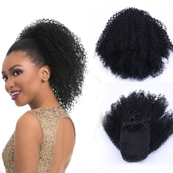 8 inch Afro Puff Drawstring Kinky Curly Ponytail Synthetic Hair Bun ...
