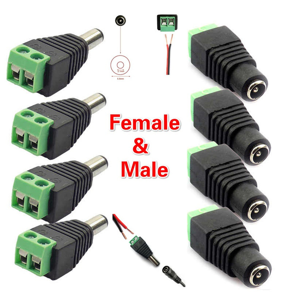5 Pack 5.5 X 2.1mm Barrel Power 12V Male To Female DC Power Jack ...