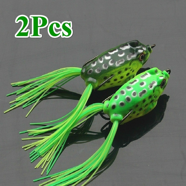 2Pcs New Style Soft Toad Frogs Bass Fishing Lure Hollow Body Topwater ...