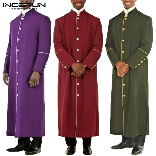 INCERUN Men's Long Sleeve Preacher Clergy Long Jackets Coats Robes | Wish