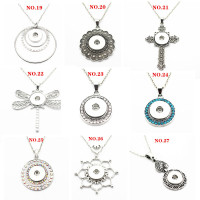 1pcs Metal Silver Rhinestone Pendant Necklace For Women18mm Ginger Snap ...