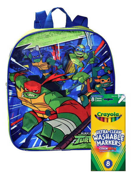 Teenage Mutant Ninja Turtles 12" Small Backpack TMNT w/ 8PK Crayola ...