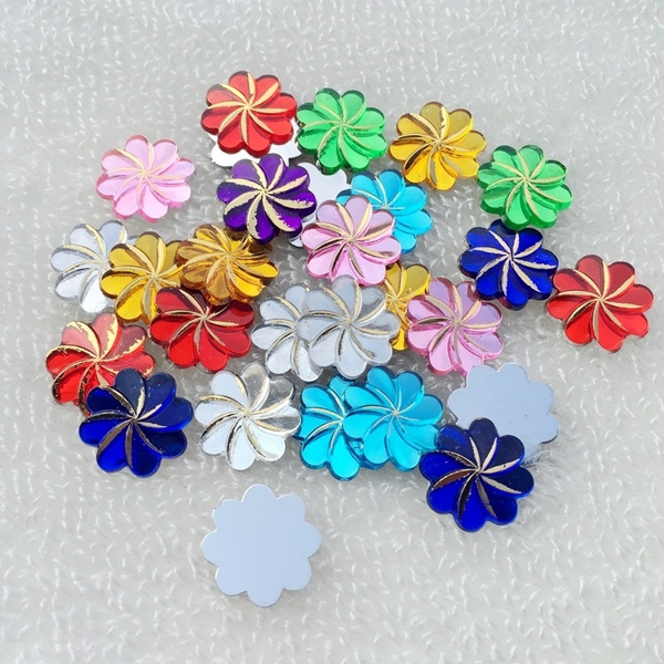 60pcs 15mm Flower Design Acrylic Rhinestone Rhinestones for DIY Wedding ...