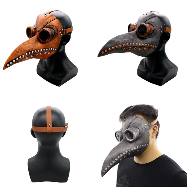 Plague Doctor Mask Halloween Costume Bird Long Nose Beak PU Leather ...