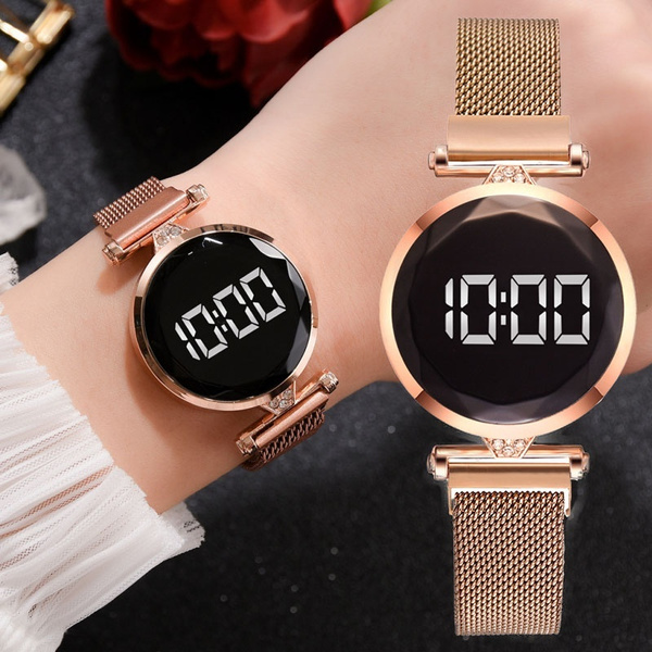Rose Gold Women Watches Casual Starry Sky Lady Wristwatch Magnet Buckle ...