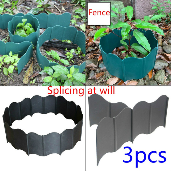 3pcs Plastic Garden Fence Lawn Edging Plant Border Decorations Flower ...