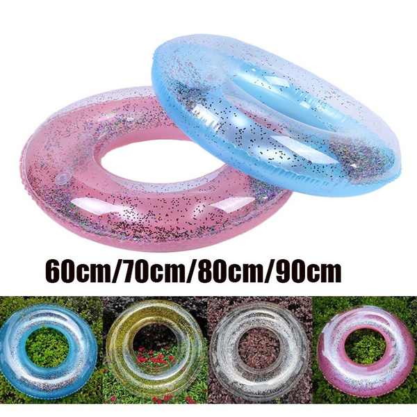 60CM-120CM Inflatable Holographic Glitter Swimming Ring In Gold Sequins ...