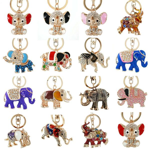 3D Auspicious Multiple styles Elephant Key Holder Chains Whole Enamel ...