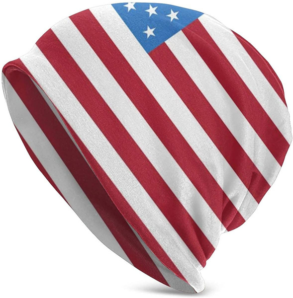 U.S.A Flag Classic Beanie Hat Men's Soft Stretch Daily Summer Skull Cap ...