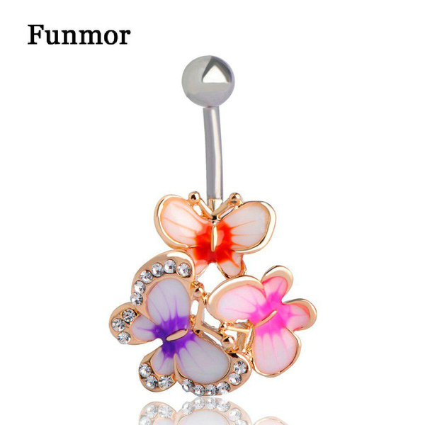 Gold Enamel Esmalte Crystal Body Feminino Umbigo Body Jewelry Navel ...