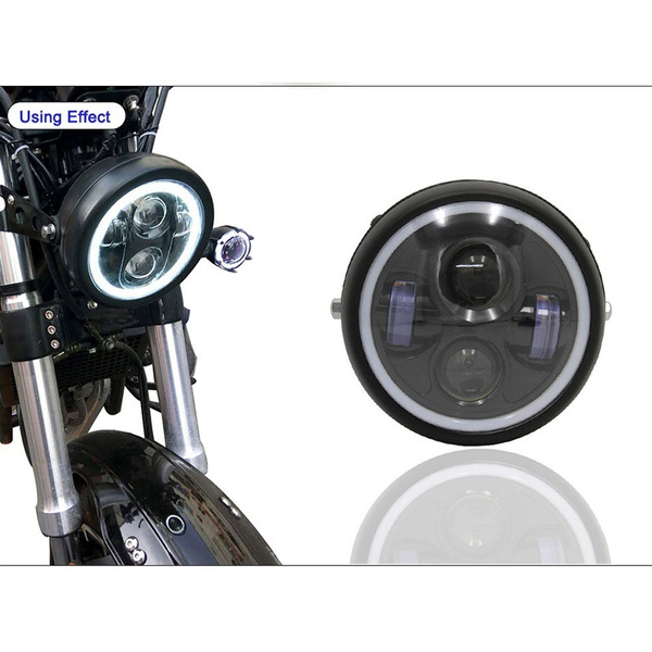 Retro 6.5 LED Motorcycle Headlight LED Lamp Hi/Lo Beam for Cafe Racer ...