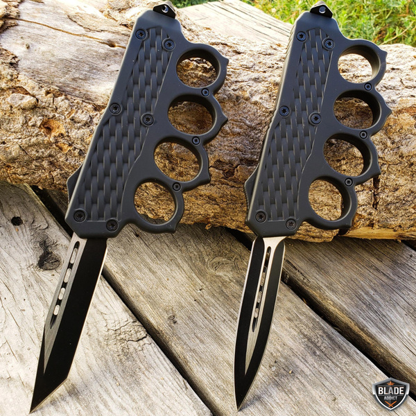 9" Knuckles knuckle Trench Knife Spring straight out automatic otf ...