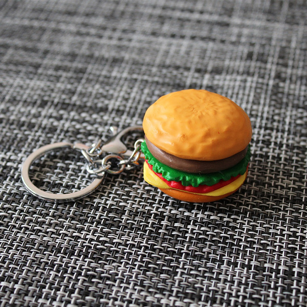 Hamburger Cheeseburger Key Chain Simulation Food Pendant Keyring PLE | Wish