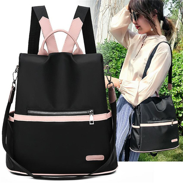 Ladies Fashion Anti-theft Backpack Nylon Large Capacity College School ...