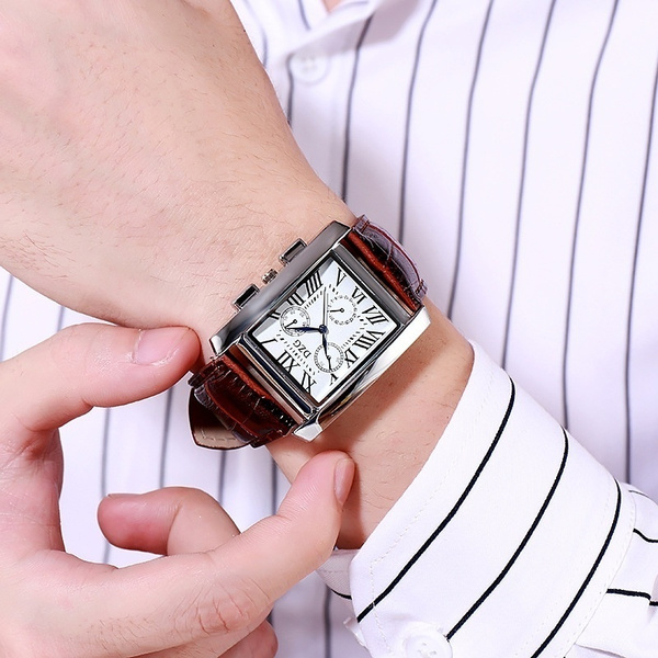 New square watch male quartz watch men's watch belt decoration fashion ...