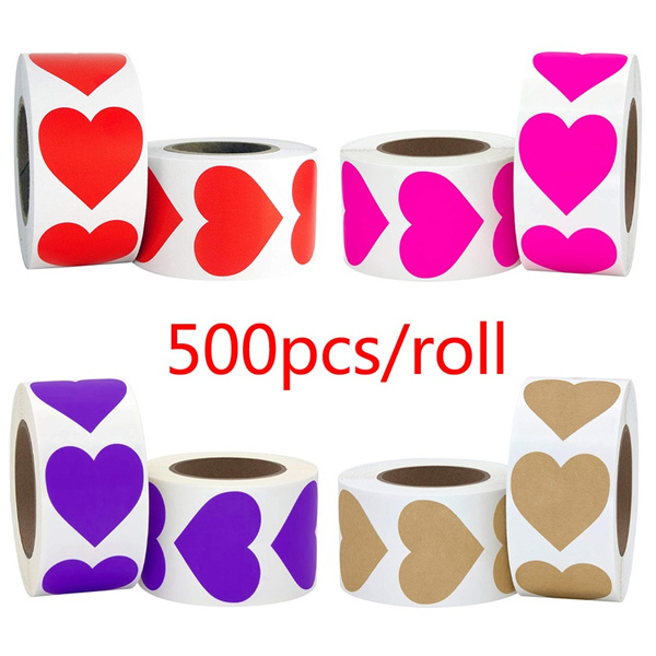 500pcs Per Roll Red Heart-Shaped Sticker Seal Labels Gift Packaging ...