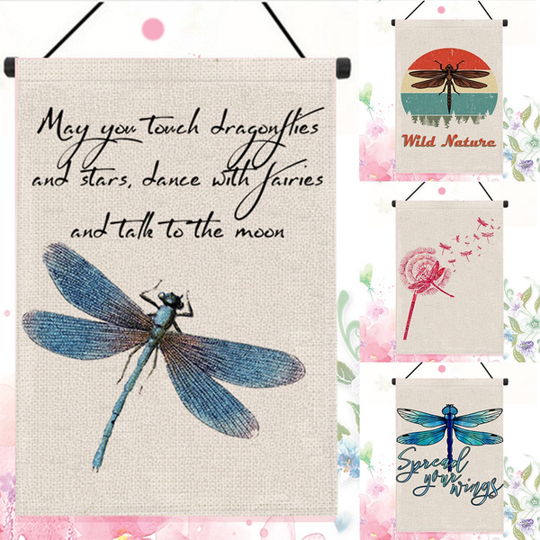 Welcome Garden Flag Dragonfly Banner Fashion Dragonfly Quotes Pattern ...