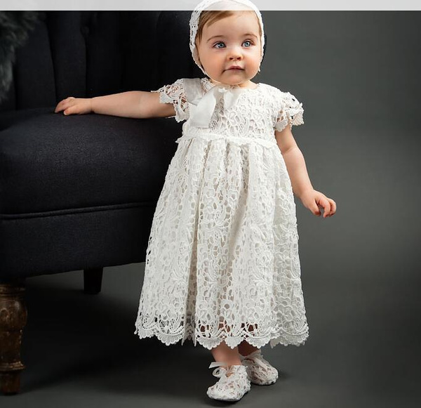 New Baby Girls Dresses with Hat Kids Lace Long Tulle Dress for Party ...