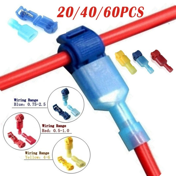 20/40/60PCS Quick Splice Connector Terminals Assortment Kit Wire Connectors Fully Insulated Male ...