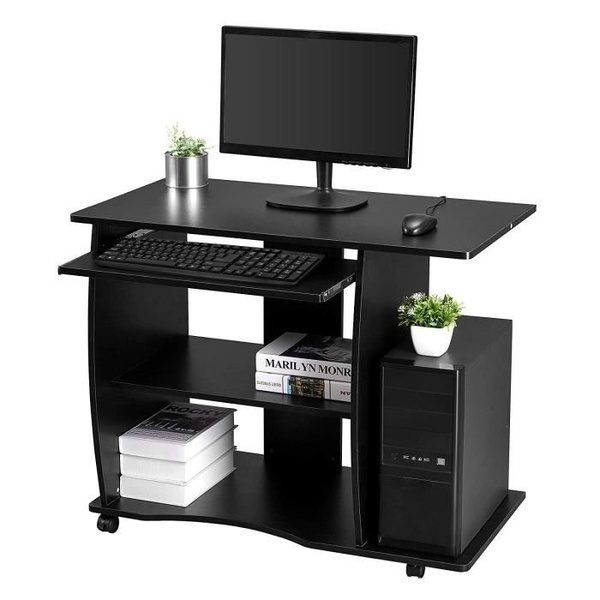 New! Computer Desk with 4 Casters Tablet Keyboard Computer Table Desk ...
