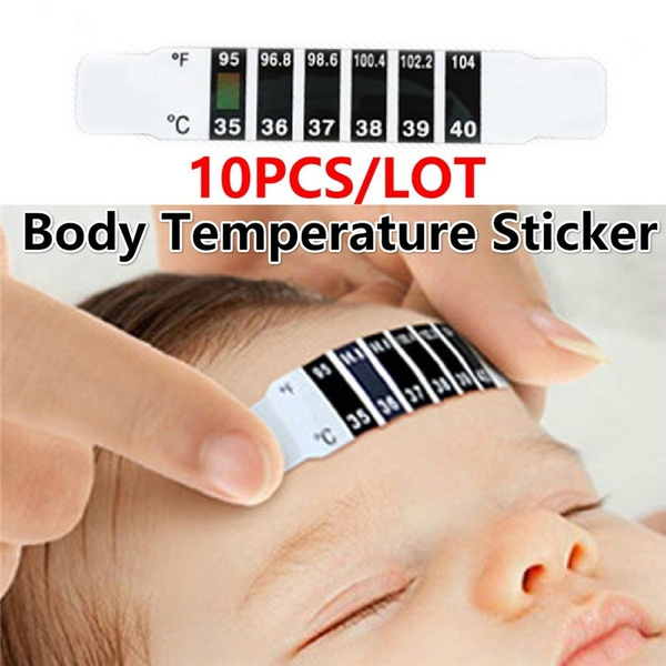 10 PCS/lot Reusable Forehead Temperature Sticker Thermometer Strip Dual ...