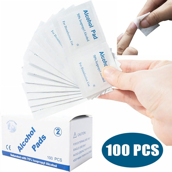 100 Pcs Alcohol Pads Swab Wipe Antiseptic Skin Cleaning Care ...