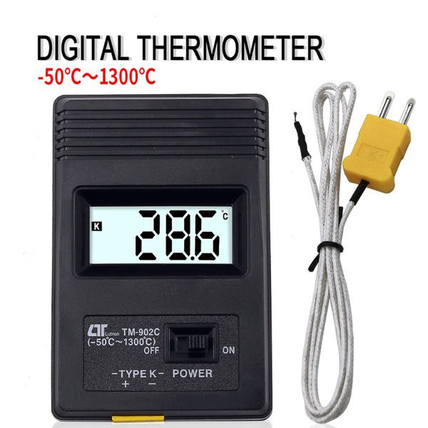 Black Digital Thermometer Industrial Thermocouple Probe Detector K Type ...