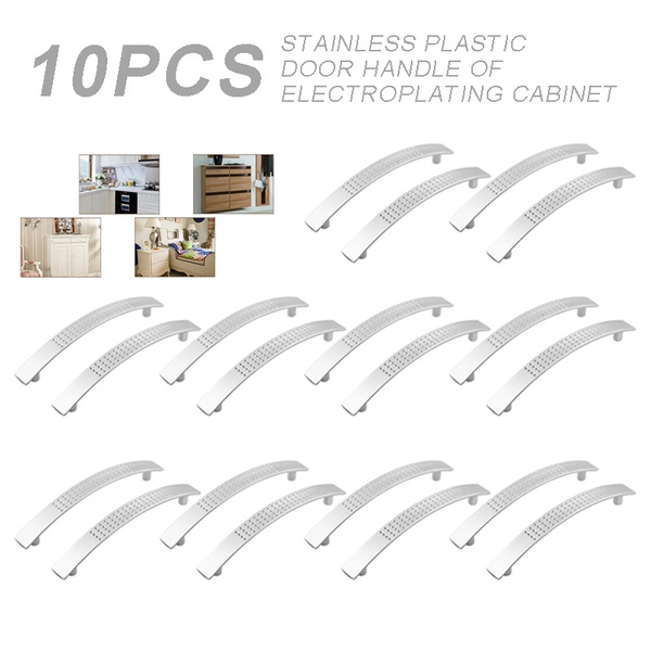 10Pcs Door Handles Chrome Bow Groove Pull Handle Cabinet Cupboard ...