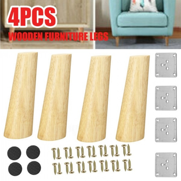 4x Solid Wooden Cone Angled Furniture Legs Kit Chair Sofa Table Stool ...