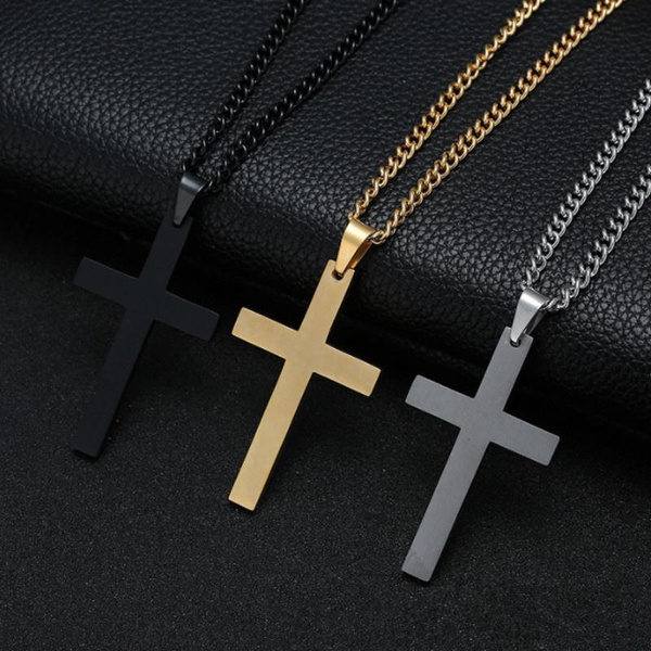 Stainless Steel Cross Pendant Chain Necklace for Men Women | Wish